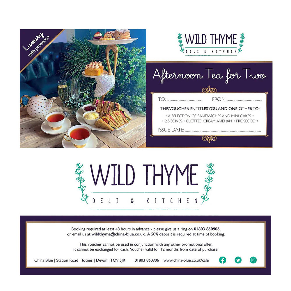 Afternoon Tea for Two Voucher - At Wild Thyme Deli & Kitchen